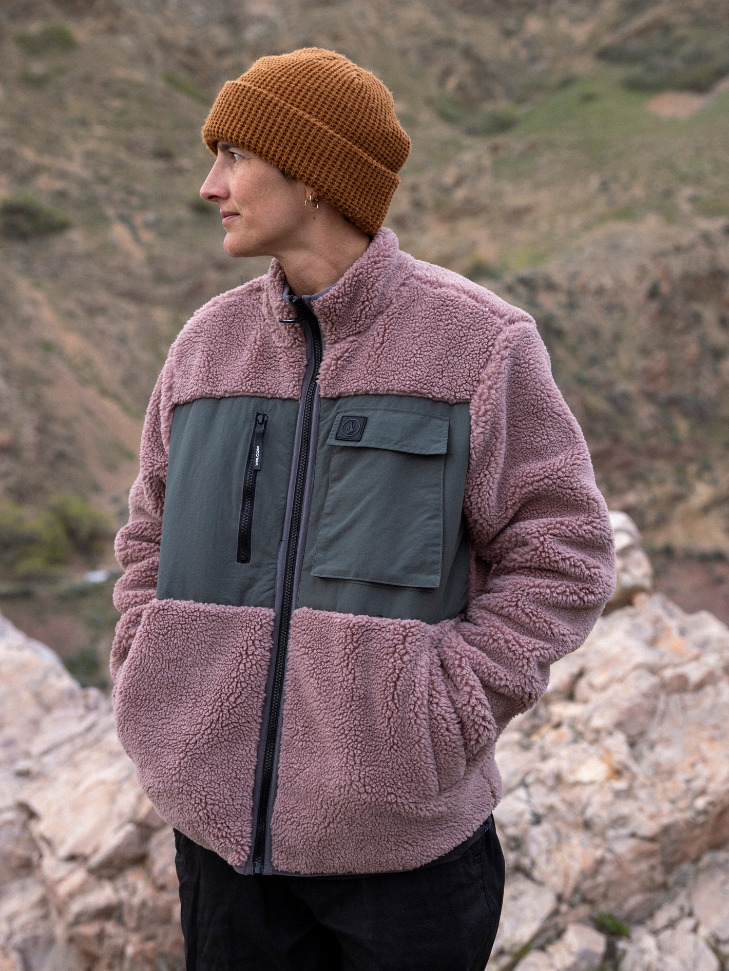 Storm Stone Zip Sherpa Sweatshirt - BORDEAUX BROWN - Men - Volcom UK ...