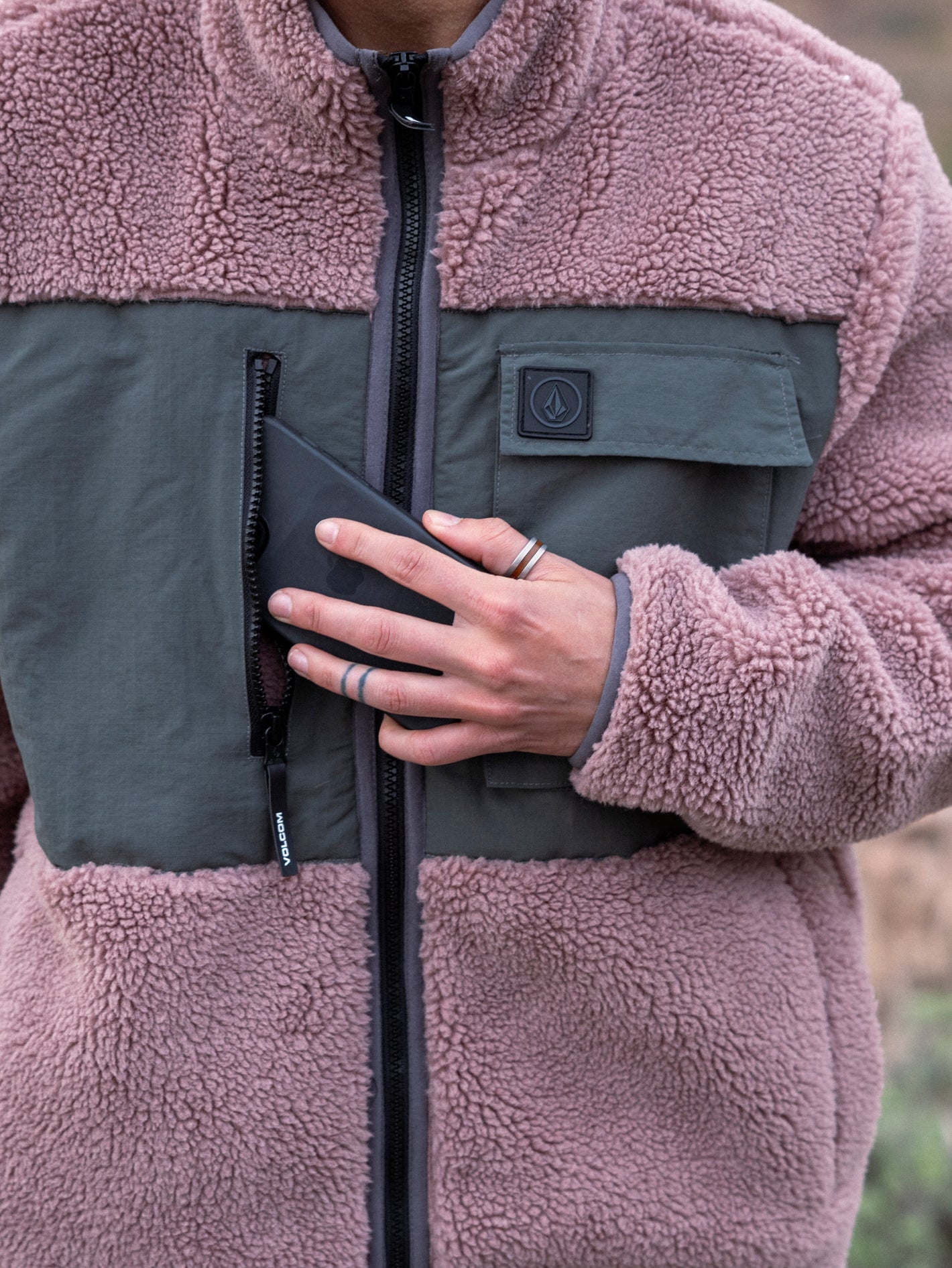 Storm Stone Zip Sherpa Sweatshirt - BORDEAUX BROWN - Men - Volcom UK ...