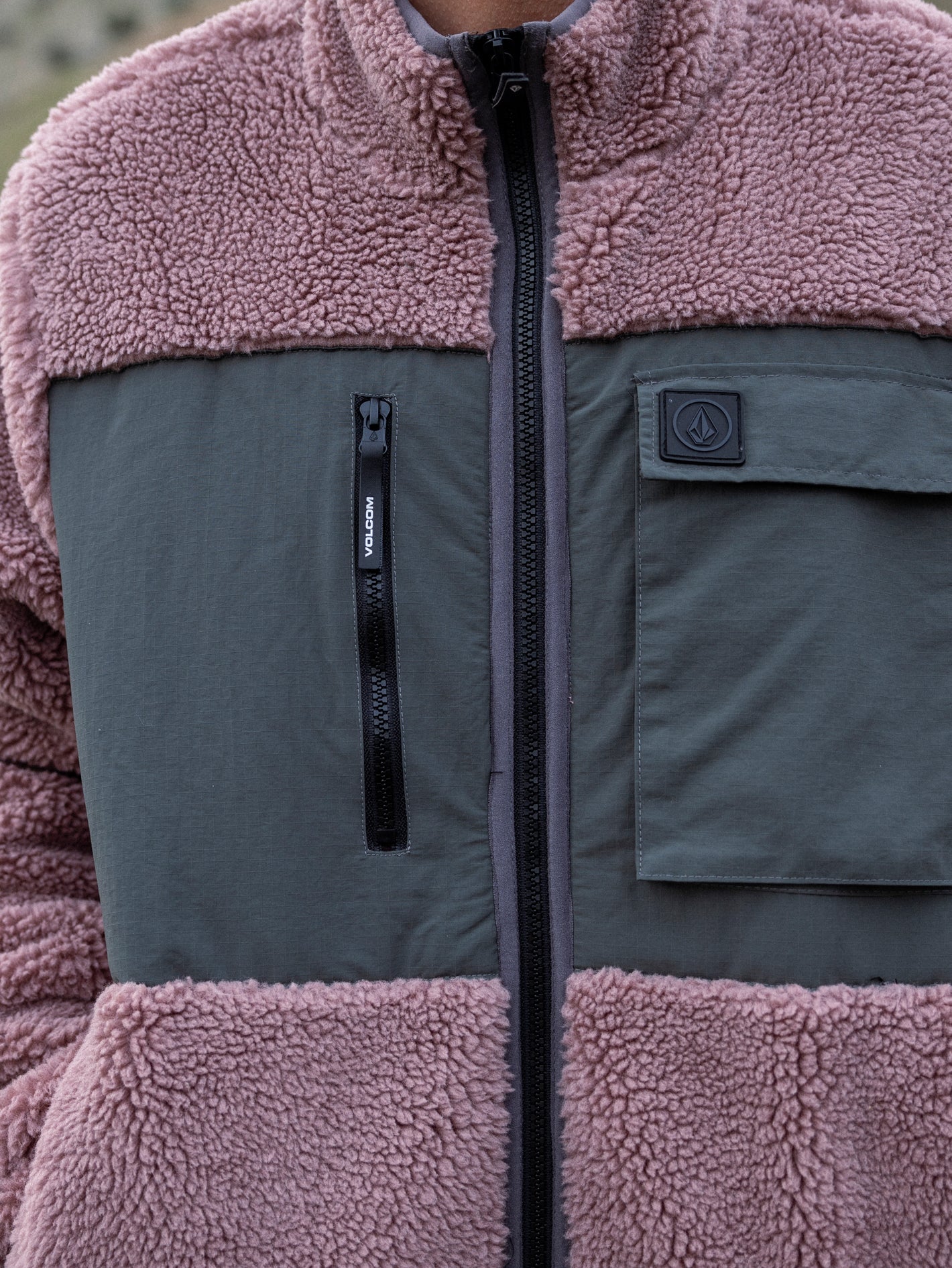 Storm Stone Zip Sherpa Sweatshirt - BORDEAUX BROWN - Men - Volcom UK ...