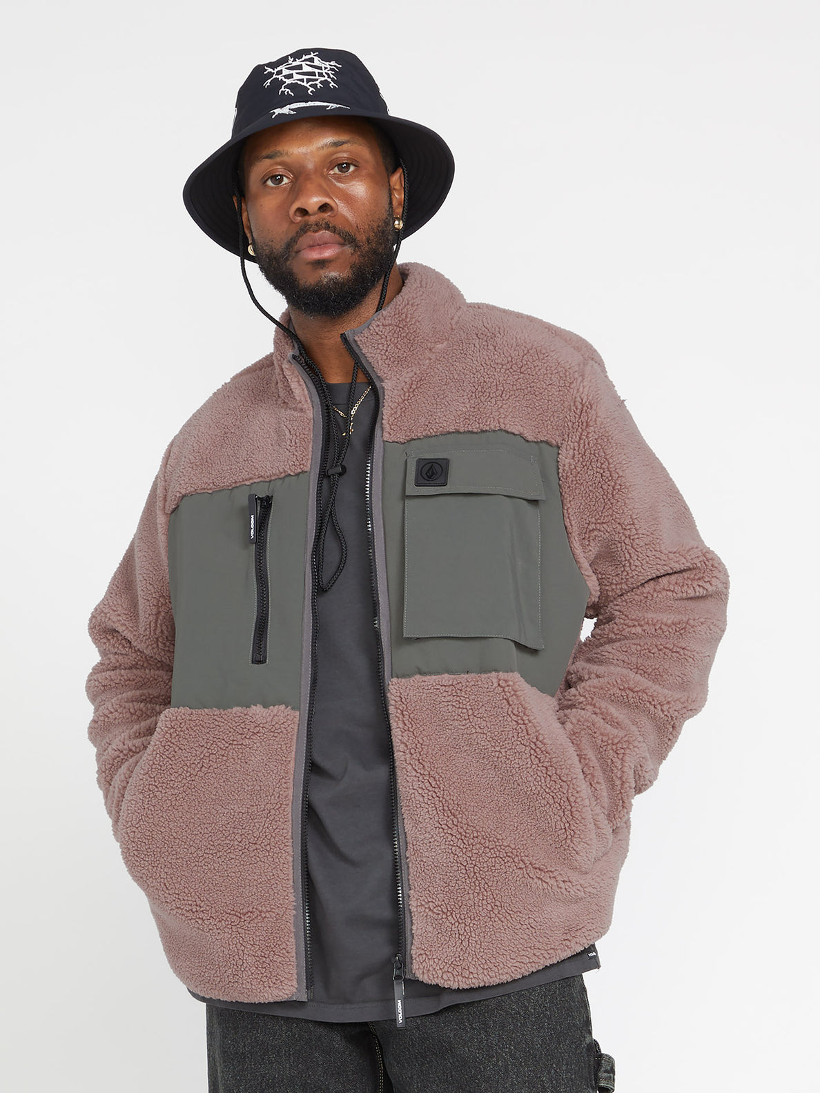 Storm Stone Zip Sherpa Sweatshirt - BORDEAUX BROWN - Men - Volcom UK ...